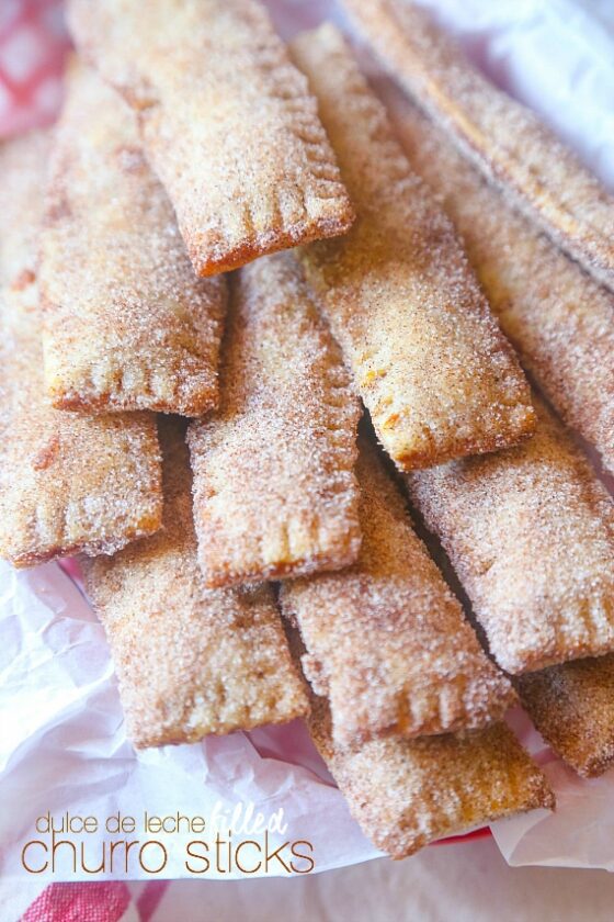 Dulce de Leche Filled Churro Sticks - Cookies and Cups