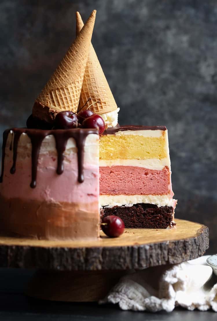 Neapolitan Cake | Strawberry, Vanilla & Chocolate Layer Cake Recipe