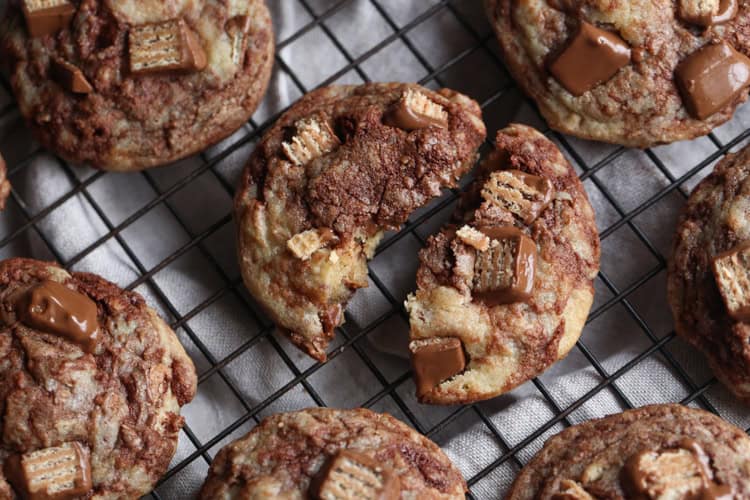 Kit Kat Cookies - An Easy Cookie Recipe loaded with Crunchy Kit Kats!