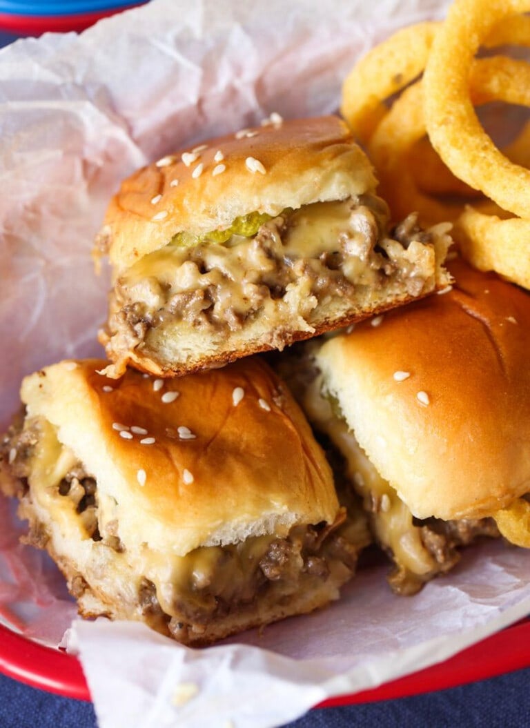 Crazy Delicious Cheeseburger Sliders | Cookies and Cups