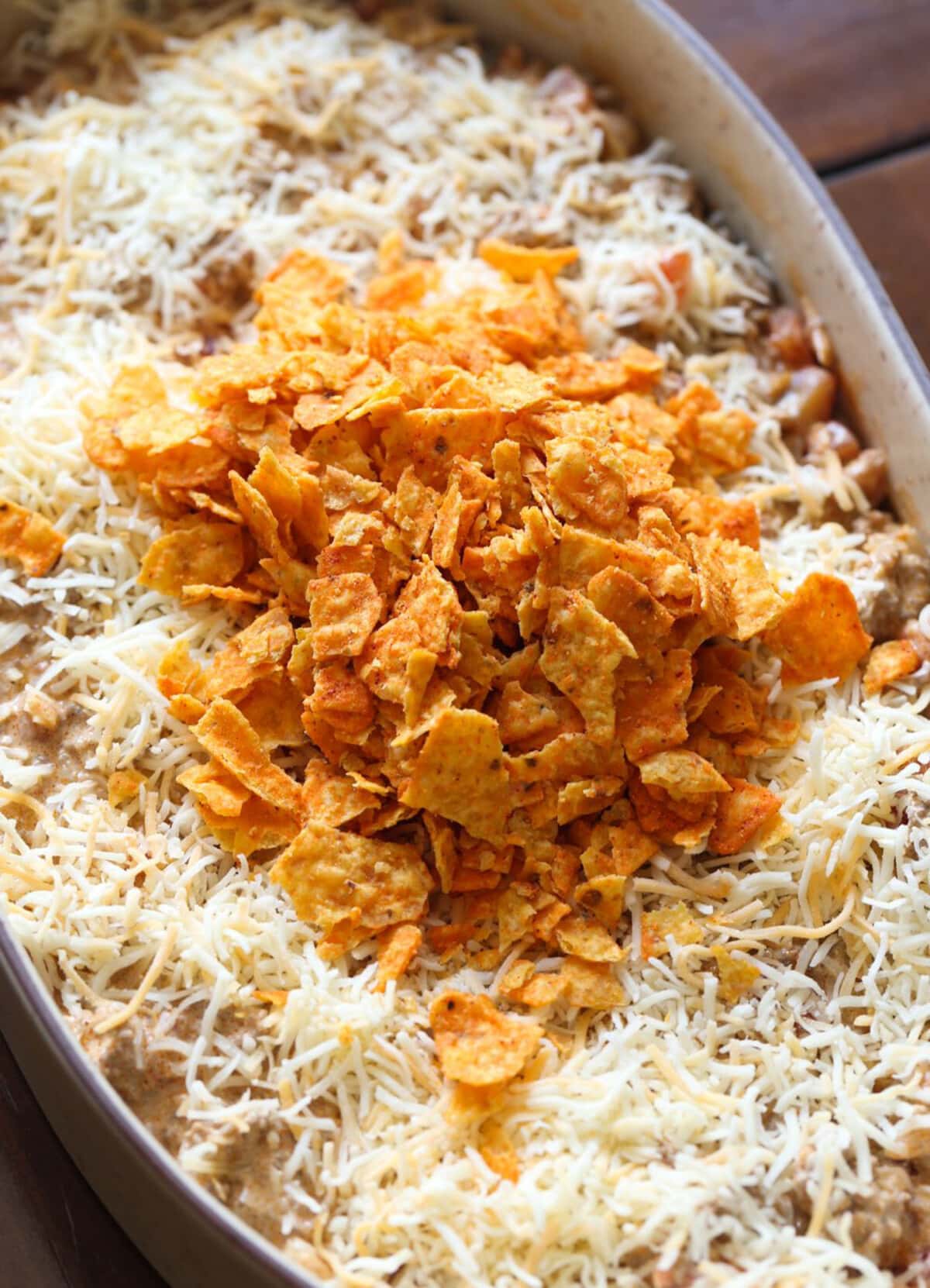Doritos Casserole | The Best Taco Casserole | Cookies and Cups