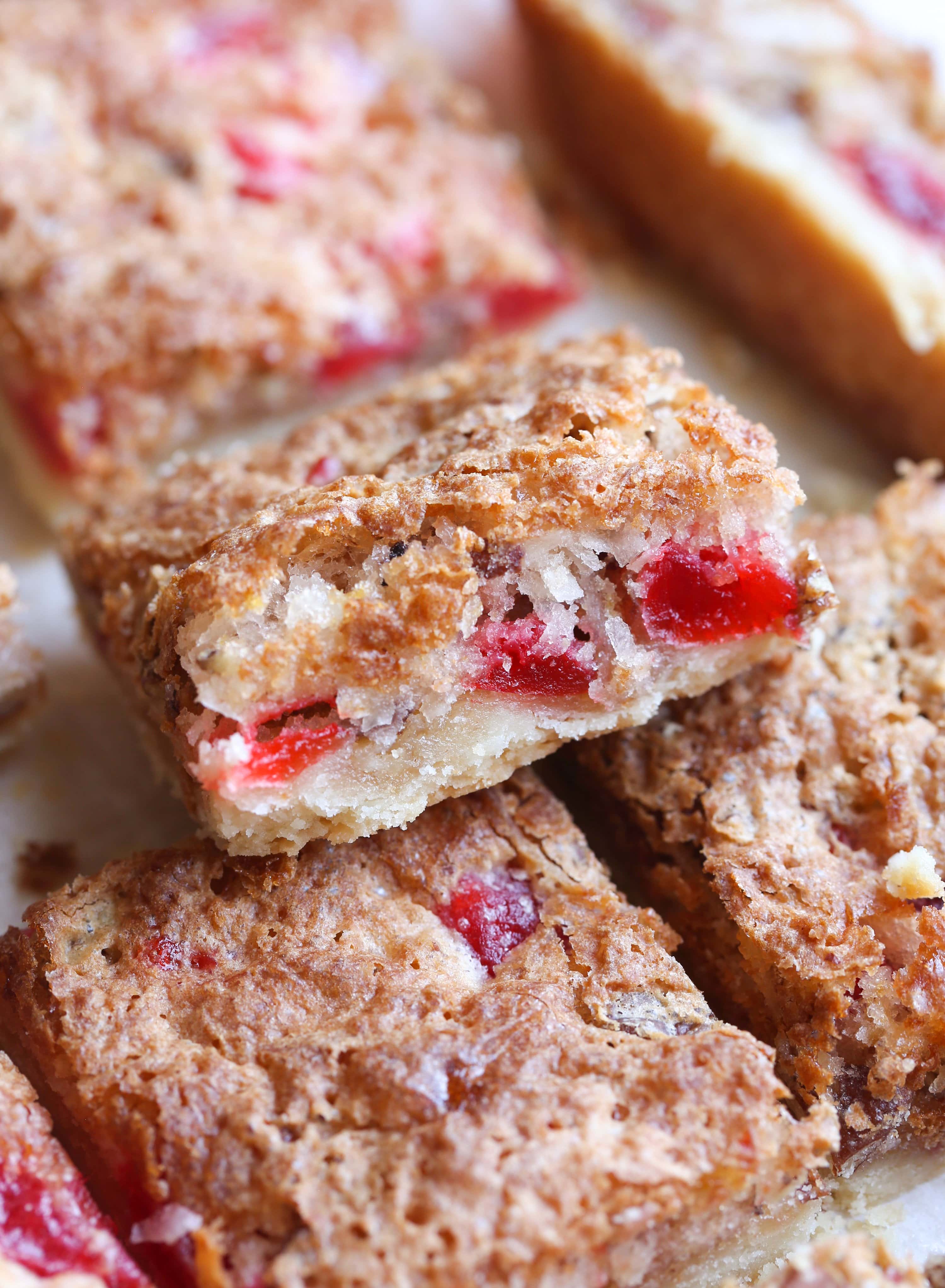 Chewy Cherry Coconut Bars Recipe - Cookies and Cups