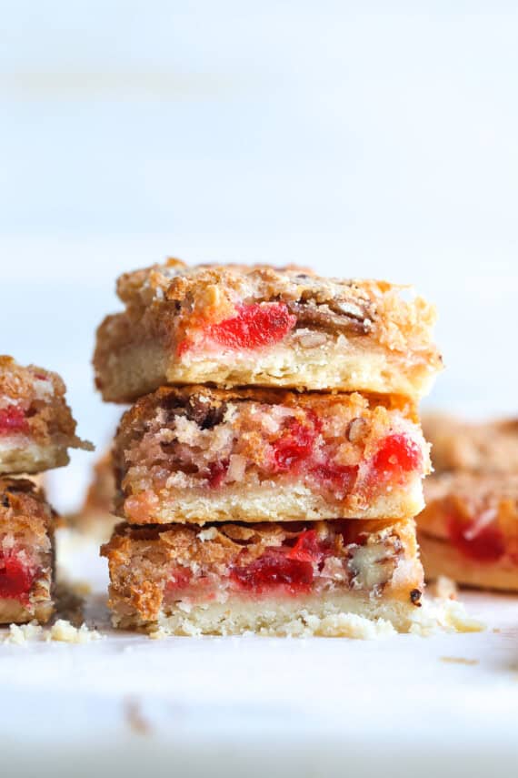 Chewy Cherry Coconut Bars - Cookies and Cups