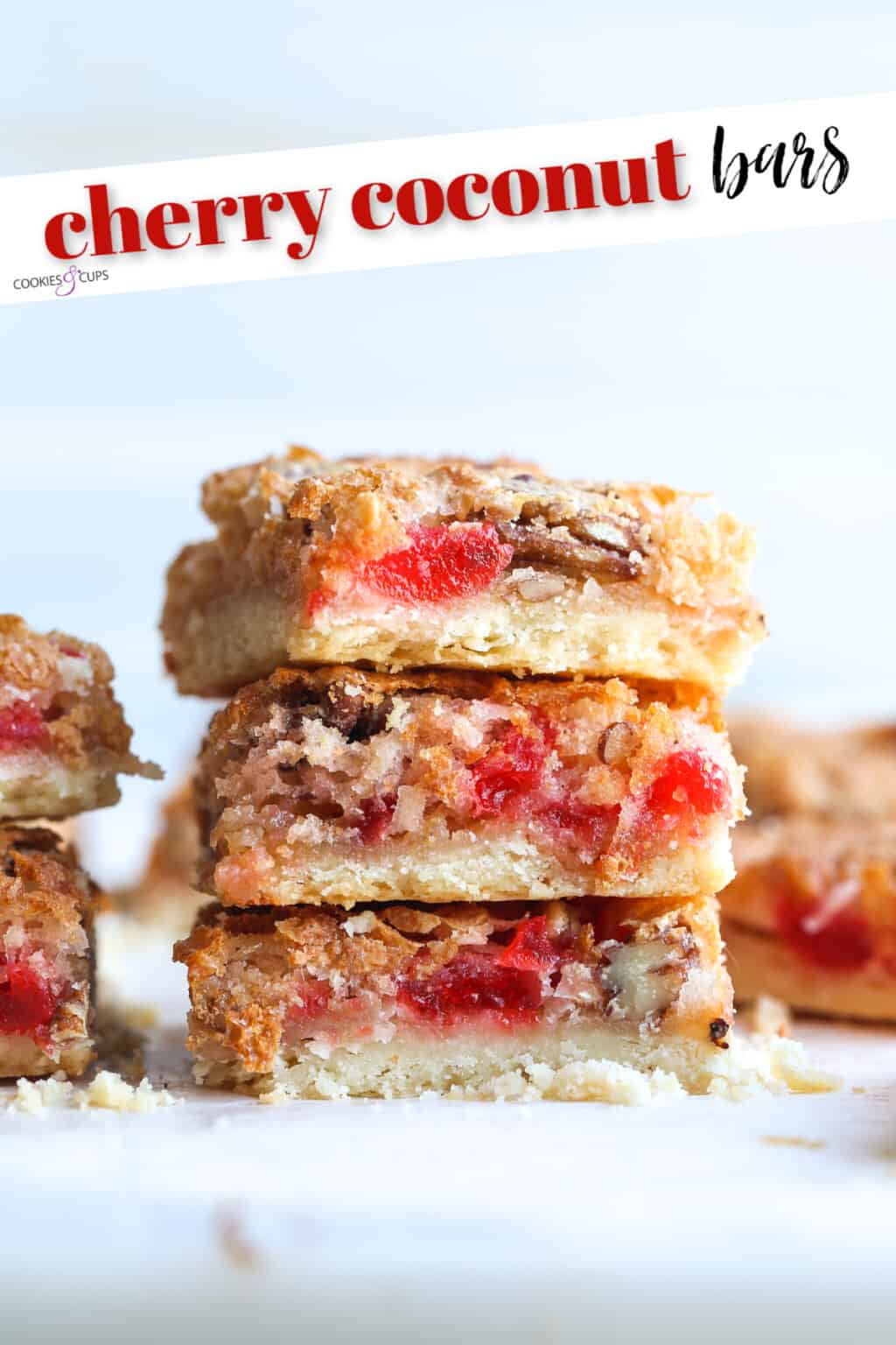 Chewy Cherry Coconut Bars - Cookies and Cups