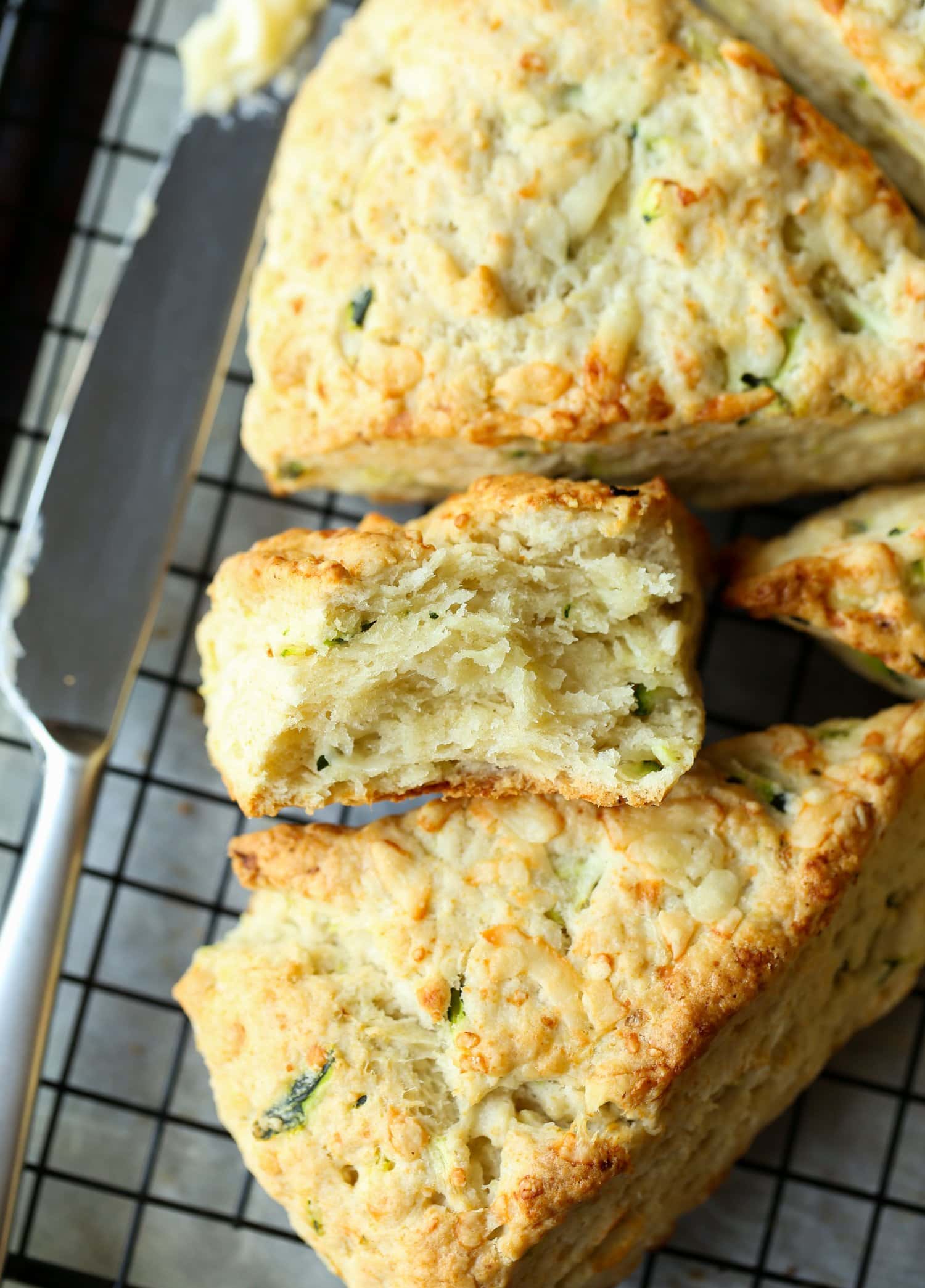 Tender Zucchini Cheddar Scones - Cookies and Cups