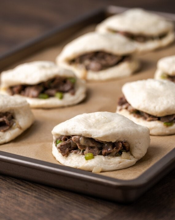 Philly Cheesesteak Stuffed Biscuits | Cookies and Cups