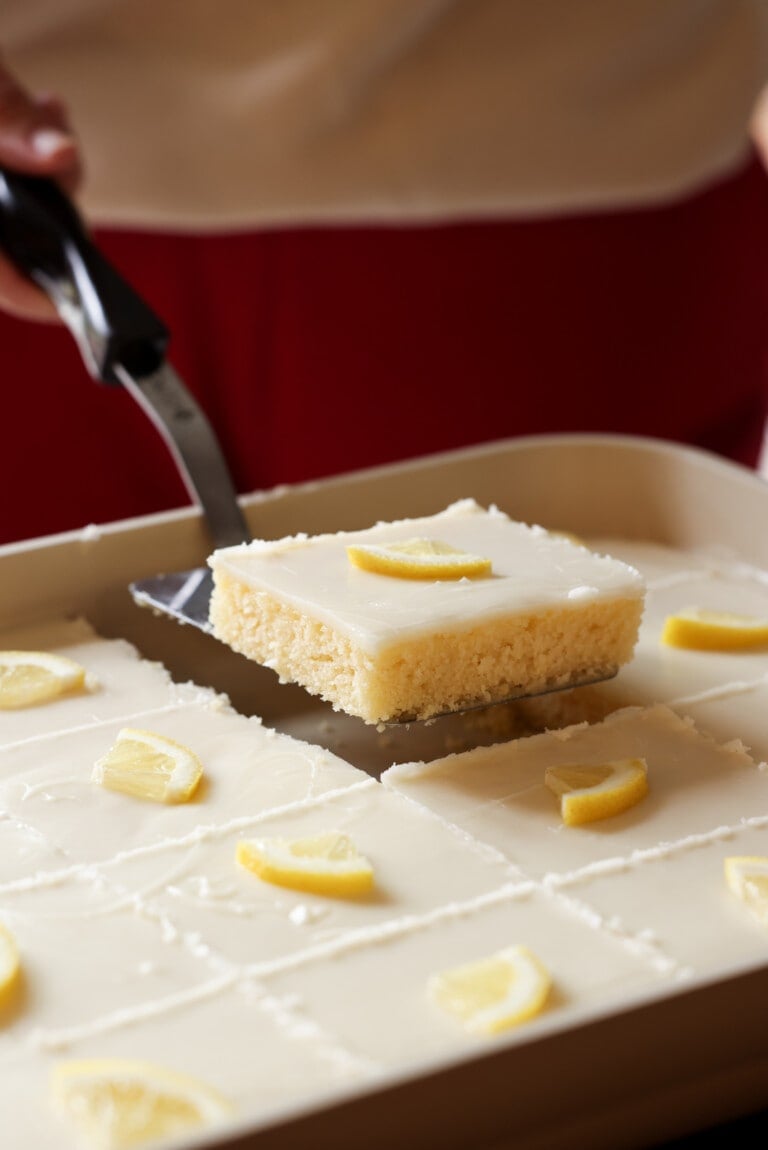 Lemon Sheet Cake - Cookies and Cups
