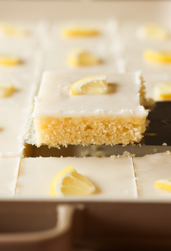 Lemon Sheet Cake - Cookies and Cups